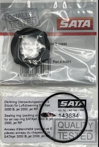 SATA JET NR2000 Air Dist. Ring & Air Cap Seal Combo For Serial # Below ...