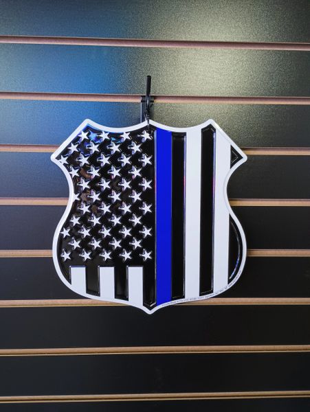 Thin Blue Line Shield Metal Sign Police Support Signs Gifts for Police ...