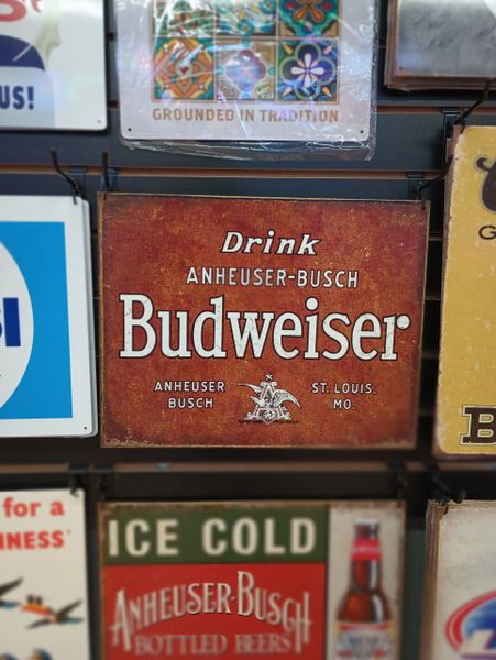 Anheuser Busch Budweiser Beer Metal Tin Sign Bar Decor Beer Advertising ...