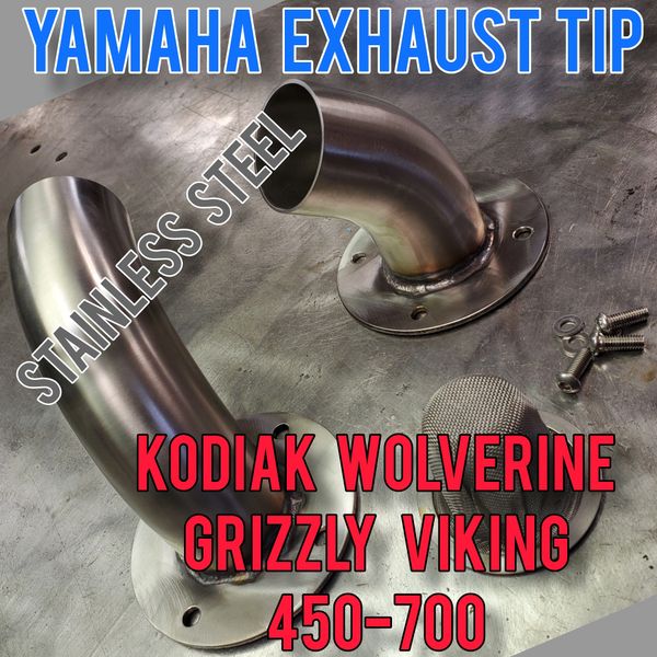 STAINLESS STEEL EXHAUST TIP YAMAHA KODIAK GRIZZLY VIKING WOLVERINE 450 ...
