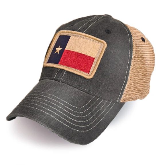 Texas Flag Patch Trucker Hat, Black | S.L. Revival Co - Americana ...