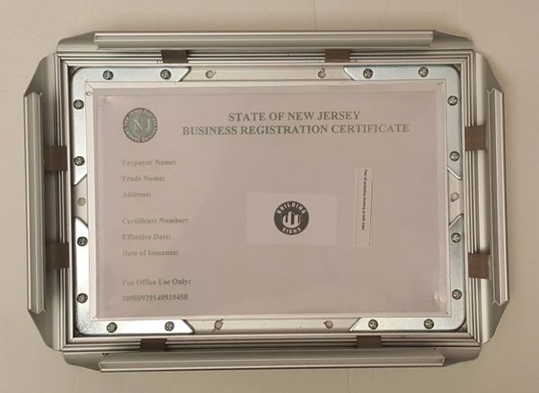 BUSINESS REGISTRATION CERTIFICATE FRAME STATE OF NEW JERSEY (NJS) | HPD ...