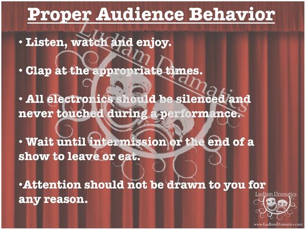 Proper Audience Behavior Poster | Ludlam Dramatics- Classroom Resources ...
