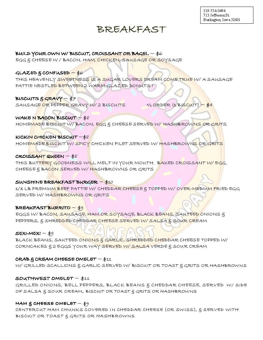 Menu | Wake n Bake Breakfast Company